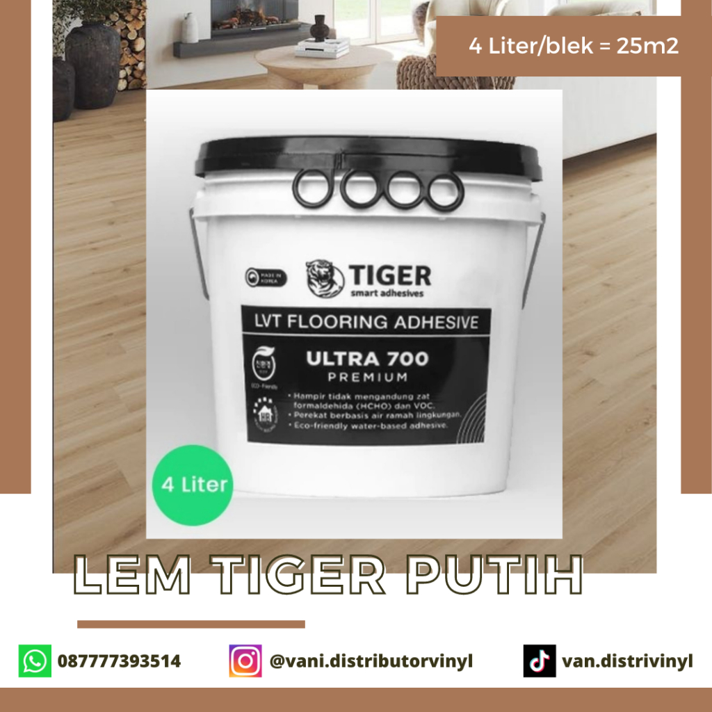 Jual Lem Vinyl Putih Tiger Perekat Lantai Vinyl Flooring - 4 Liter ...