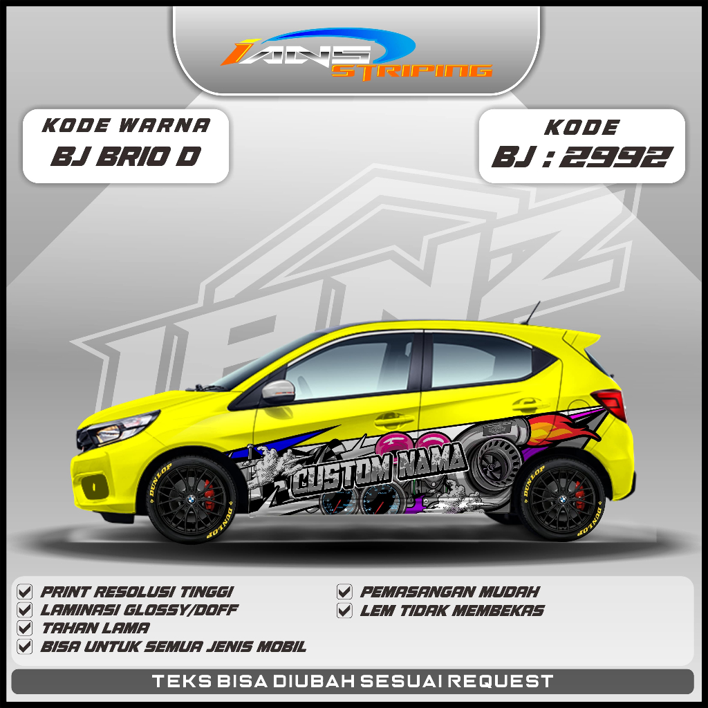 Jual BJ 2992- DECAL MOBIL VARIASI TERBARU- FREE CUSTOM NAMA- STICKER ...