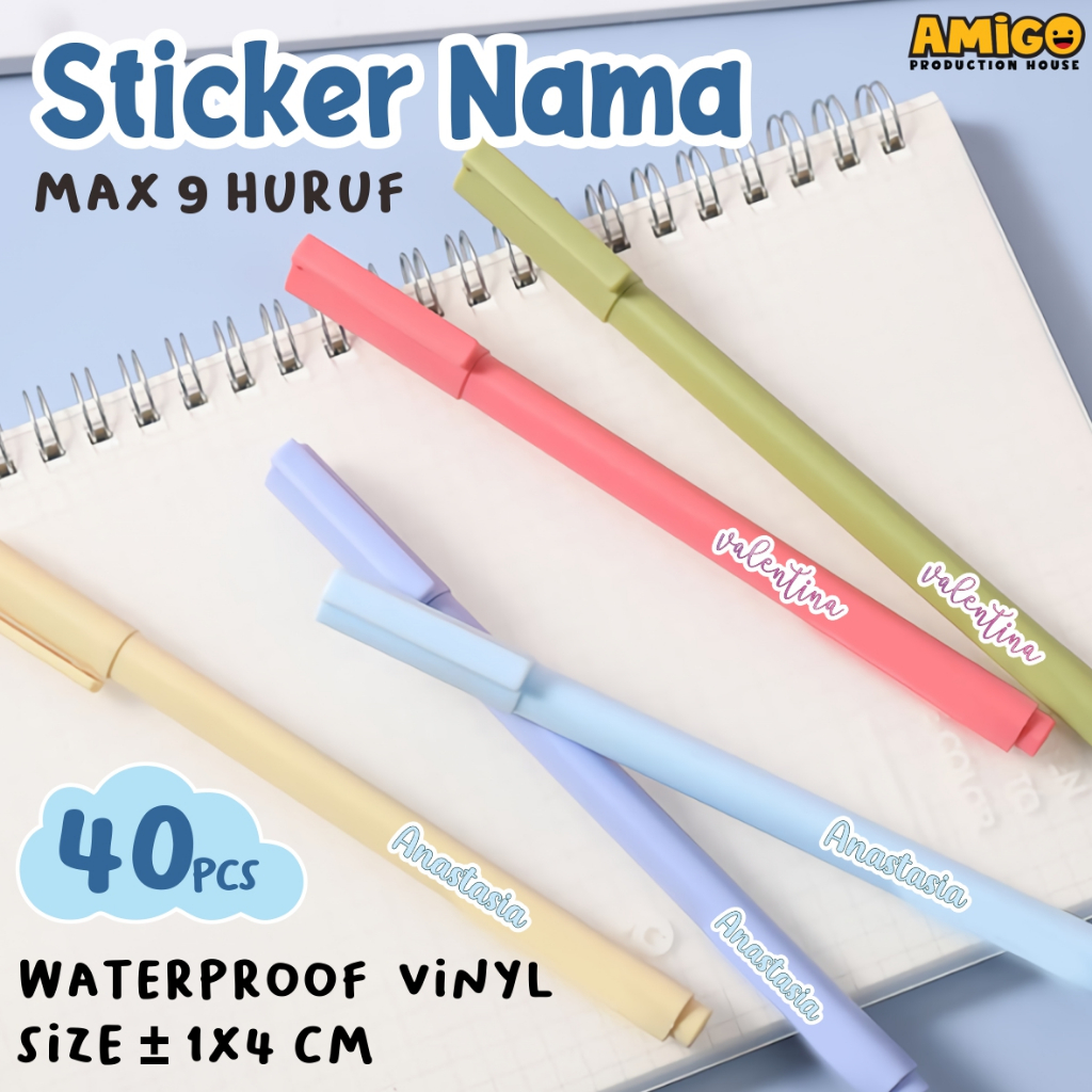 Jual Sticker Nama Waterproof Alat Tulis ATK Label Nama Pensil Bolpoin ...