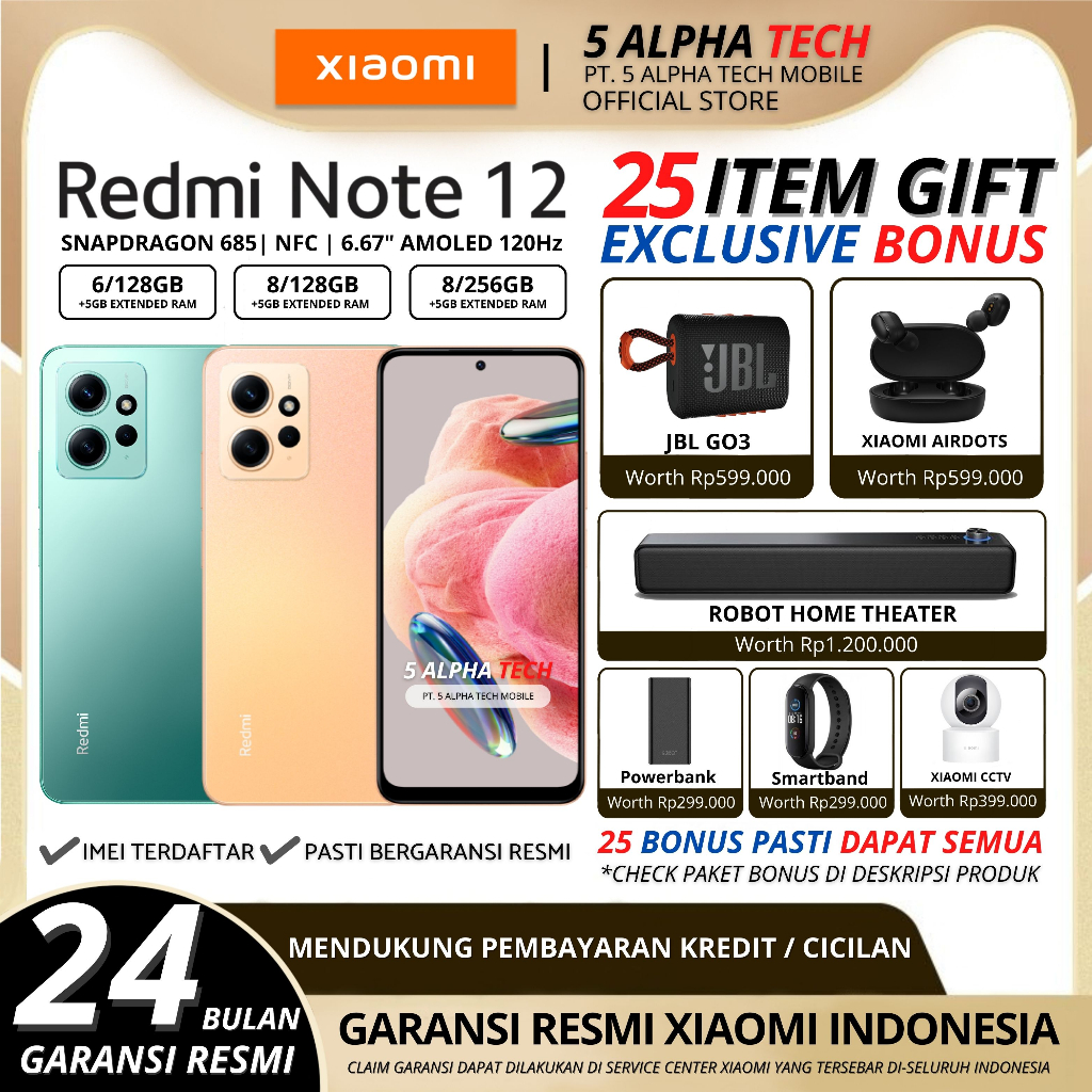Jual XIAOMI Redmi Note 12 NFC 8/256GB 8/128GB 6/128GB 4/128GB Garansi ...