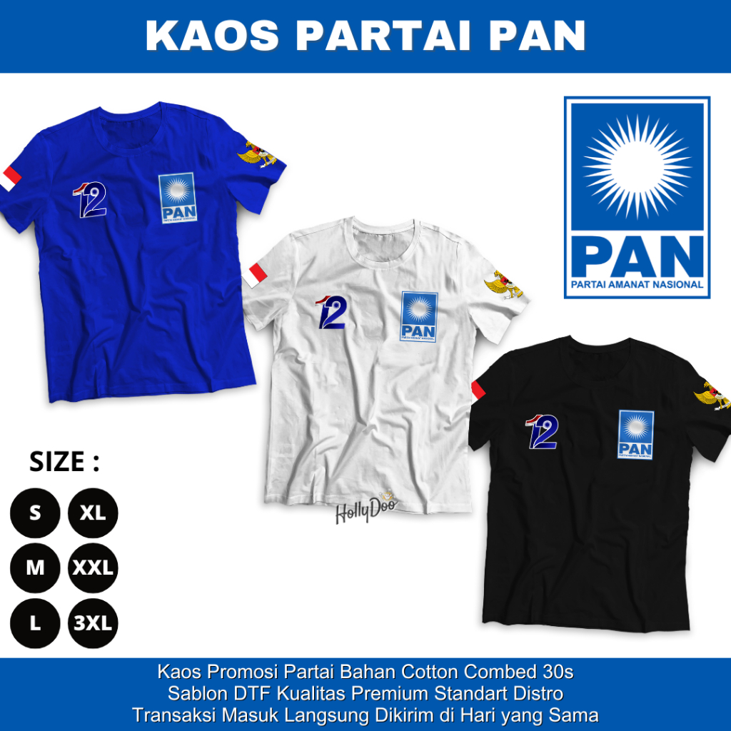 Jual Baju PAN Formal Lambang Garuda & Bendera Indonesia Kaos Kampanye ...