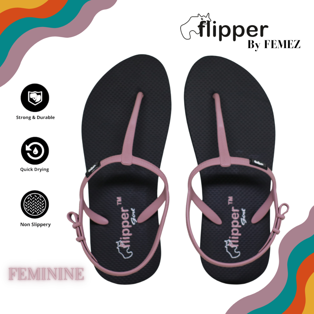Jual ORIGINAL Sandal Jepit Wanita Flipper By Femez Feminine Hitam ...