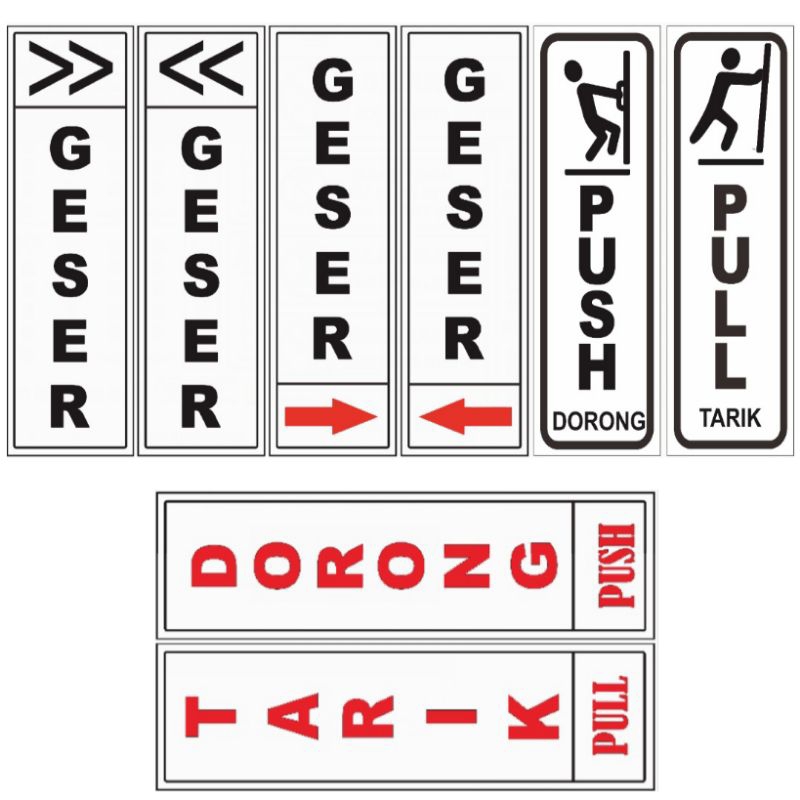 Jual STICKER PINTU DORONG TARIK GESER PULL PUSH | Shopee Indonesia