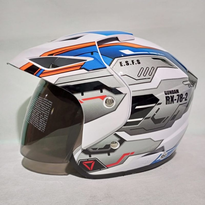 Jual HELM MOTOR SNI TAKIRA MOTIF GUNDAM WHITE HELM HALF FACE REMAJA ...