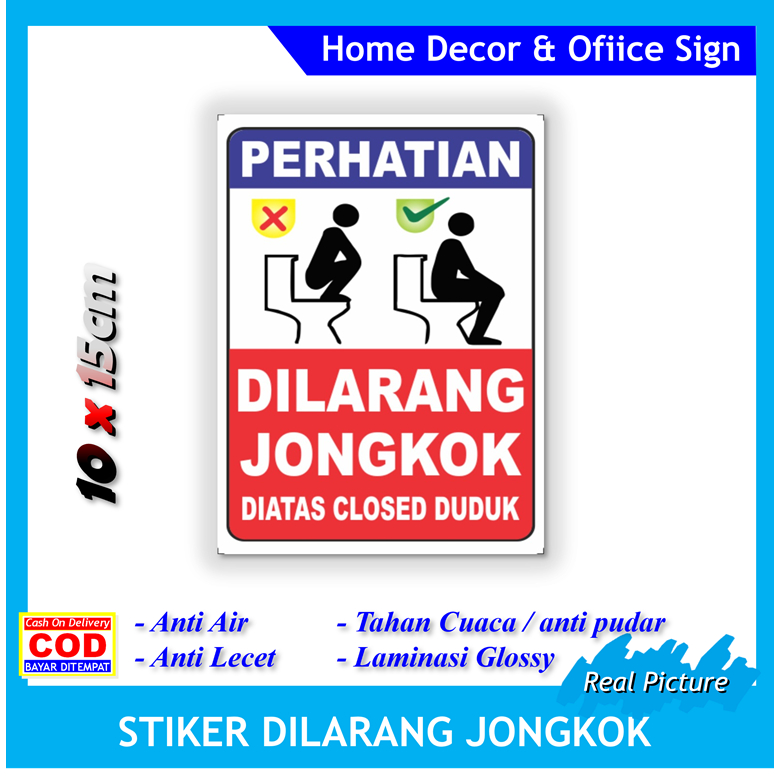Jual Stiker label dilarang jongkok wc duduk sticker keselamatan anti ...