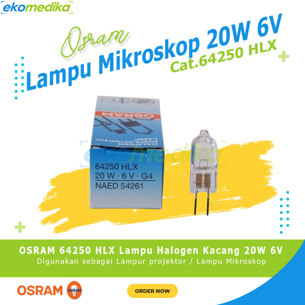 Jual OSRAM Lampu Halogen 6V 20W | Lampu Mikroskop Halogen Kacang Osram 64250 HLX 6 Volt 20 Watt ...