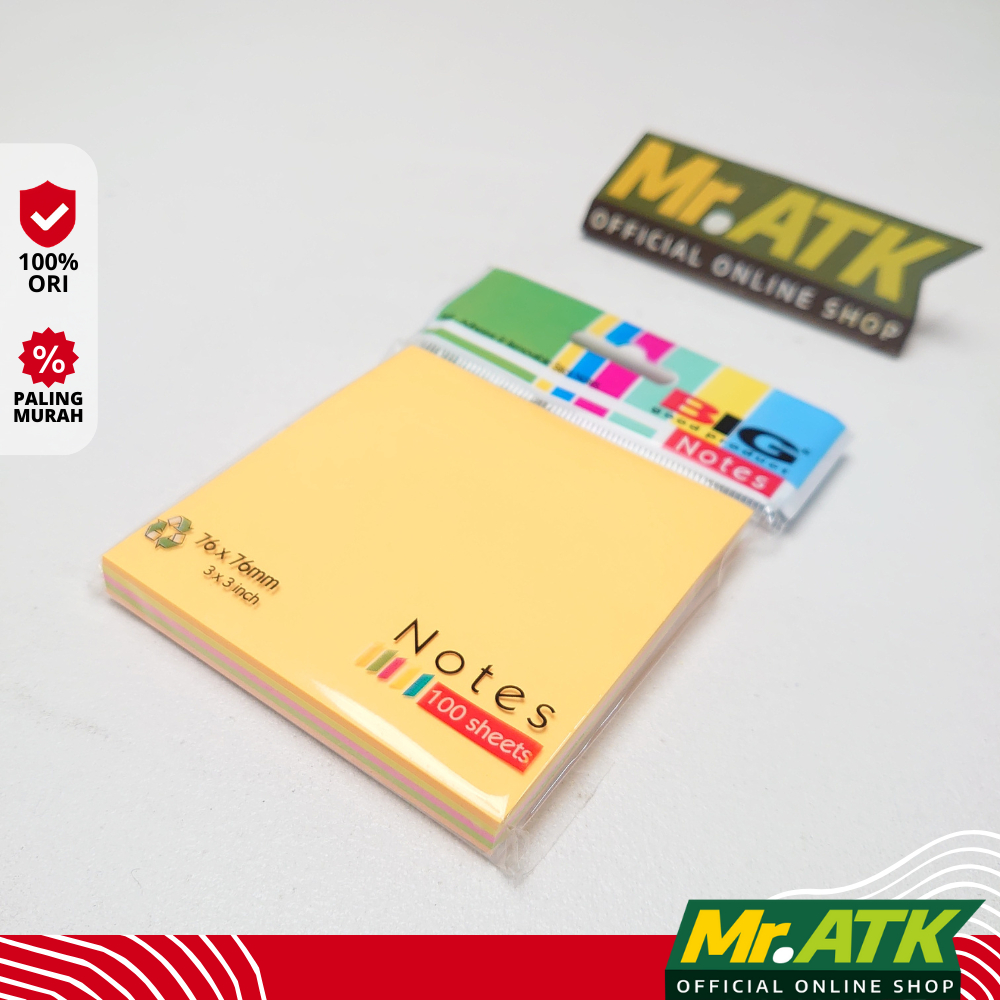 Jual [ BIG ] POST IT - STICKY NOTE 76 X 76 MM / 3 X 3 INCH BERWARNA ...