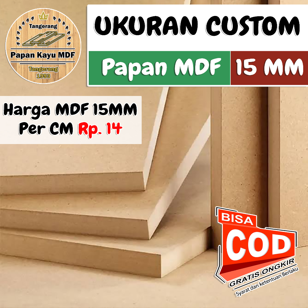 Jual Kayu Papan MDF Ketebalan 15MM Ukuran CUSTOM (Per CM) MDF BOARD ...