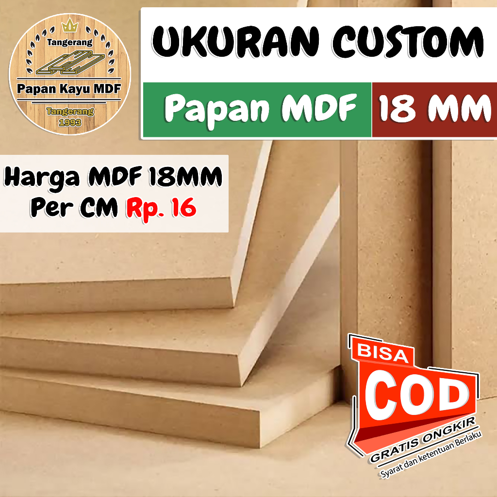 Jual Kayu Papan MDF Ketebalan 18MM Ukuran CUSTOM (Per CM) MDF BOARD ...