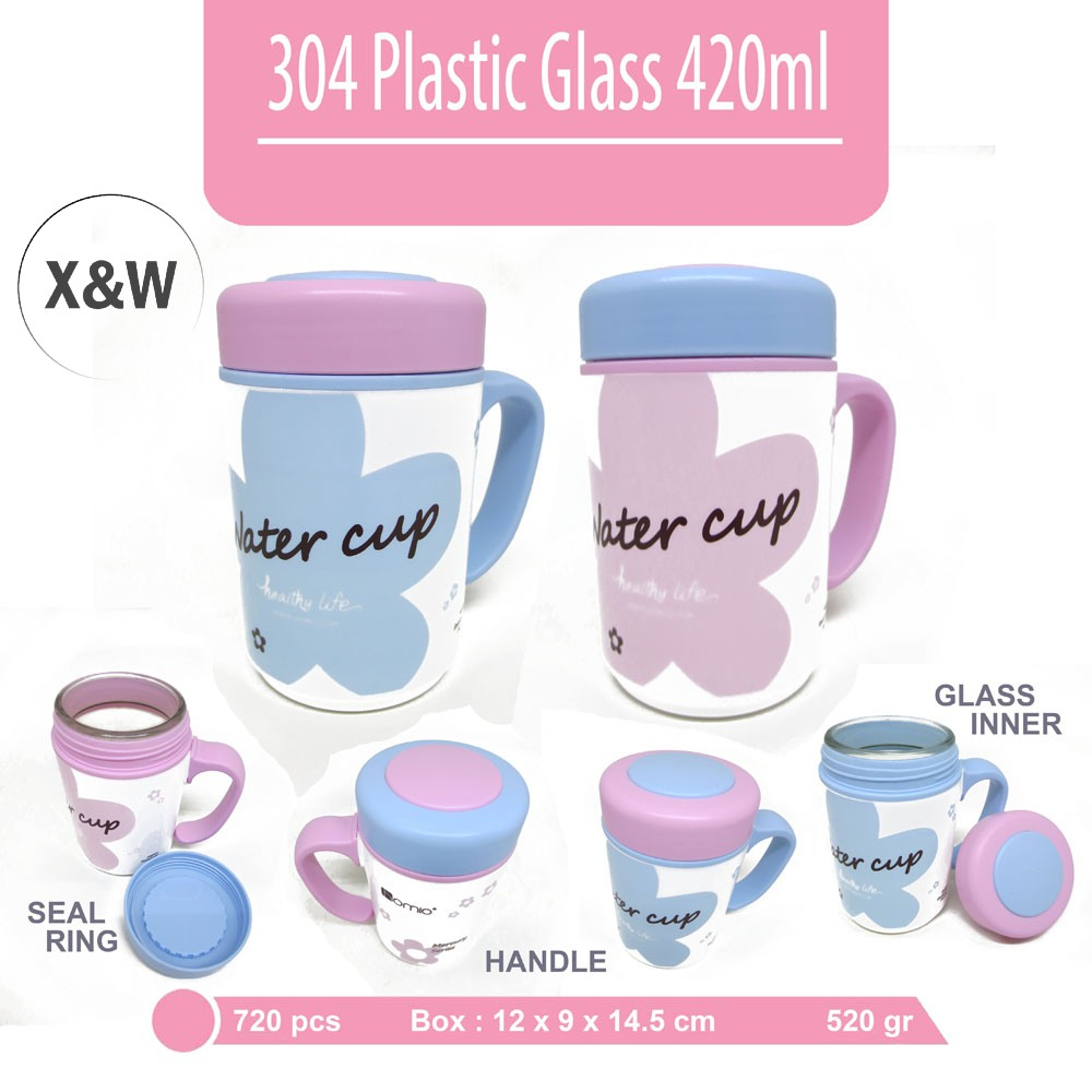 Jual X&W Mug Gelas Coffee Tea Keep Hot 8590 Water Cup Handle Plastic ...