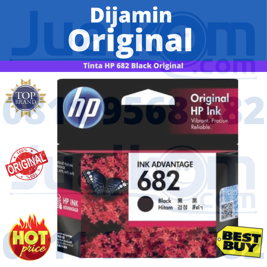 Jual Tinta HP 682 Black Original Cartridge Hitam | Shopee Indonesia