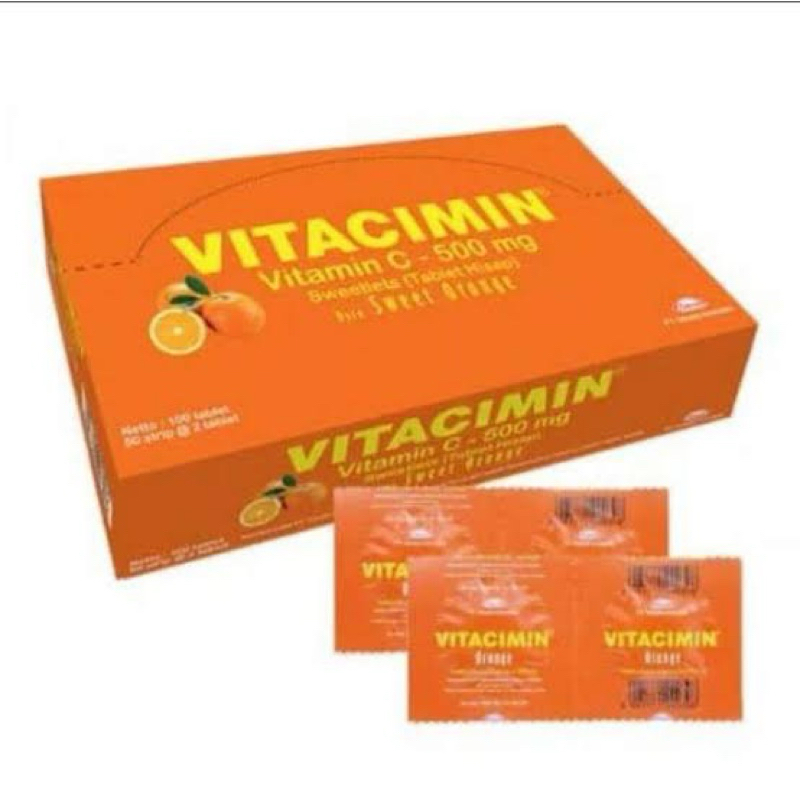 Jual Vitacimin vitamin c tablet hisap 500mg 30 strip / 60 tablet rasa ...