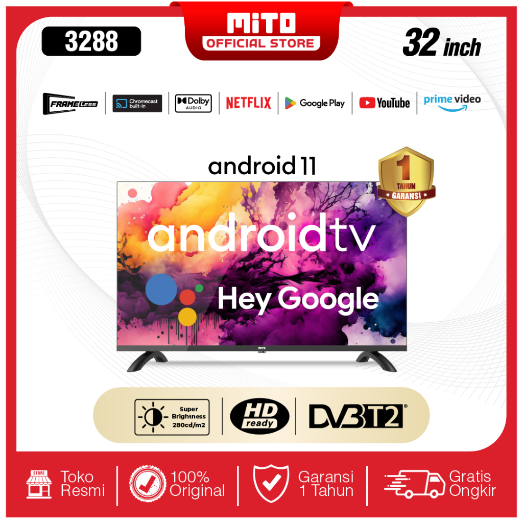 Jual MITO LED TV 3288 3288 N 32 inch Google TV Android 11.0 - Smart TV ...