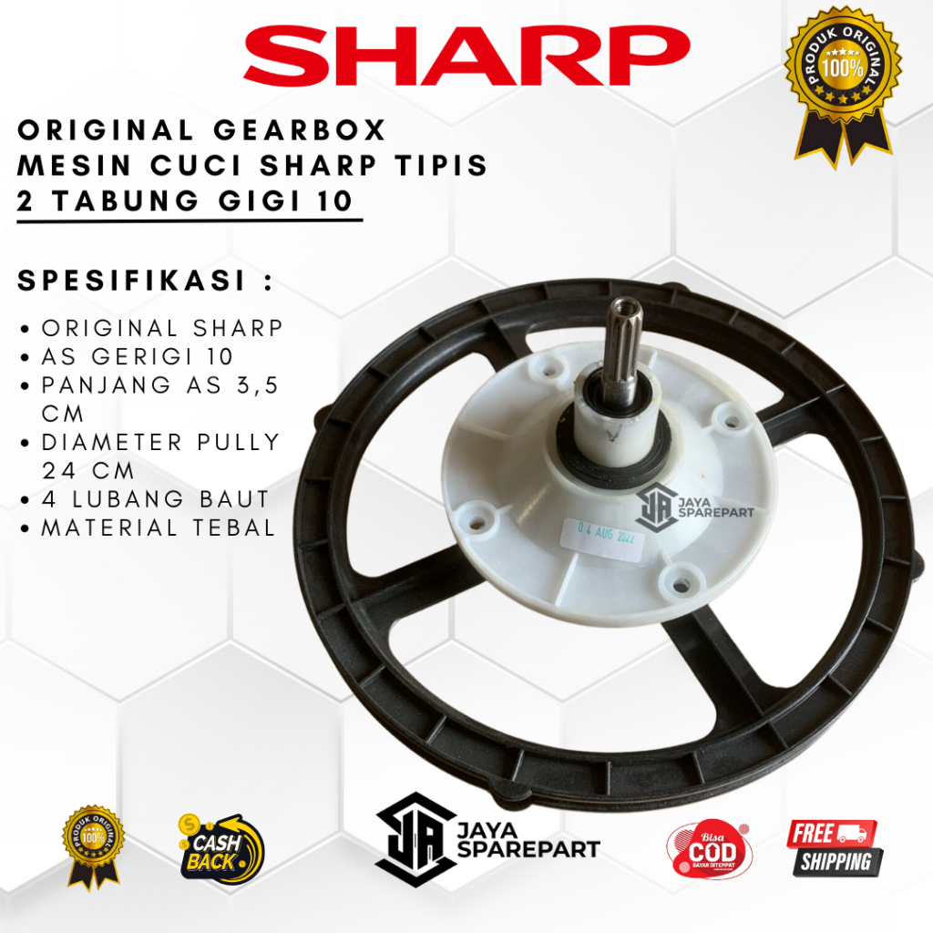 Jual Original Gearbox Mesin Cuci SHARP Tipis 2 Tabung Gigi 10 SHARP ...