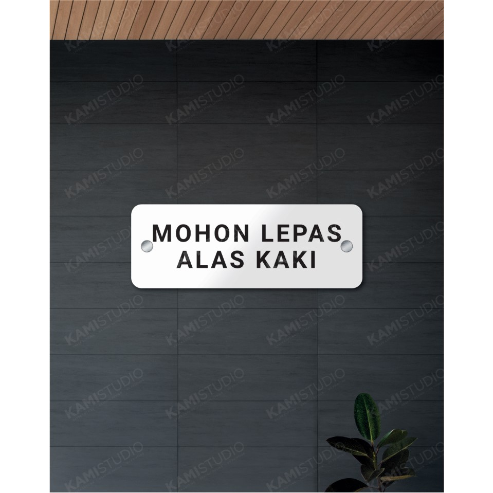 Jual TULISAN MOHON LEPAS ALAS KAKI 22X8 CM BAUT KACA/ SIGN BAUT KACA ...