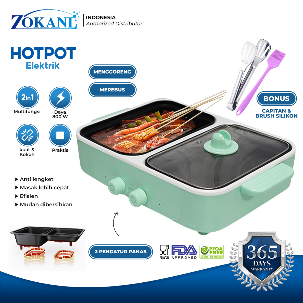 Jual Zokani [COD] Minipan Electric Hotpot dan Alat Panggangan Grill Pan ...