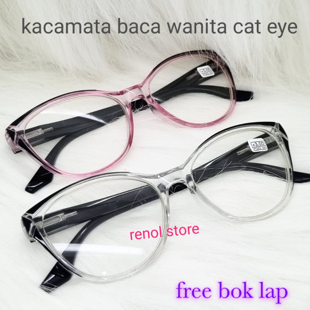 Jual Promo kacamata baca cat eye khusus wanita lensa plus 050 sd 400 ...