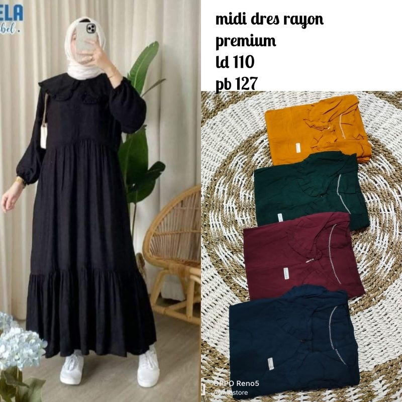 Jual MIDI DRESS RAYON PREMIUM | Shopee Indonesia