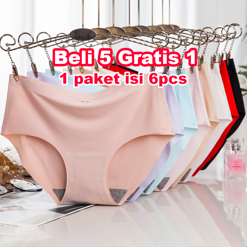 Jual [PAKET HEMAT] Isi 6pcs Celana Dalam Wanita Premium Quality CD Seamless Halus Tanpa Jahitan ...