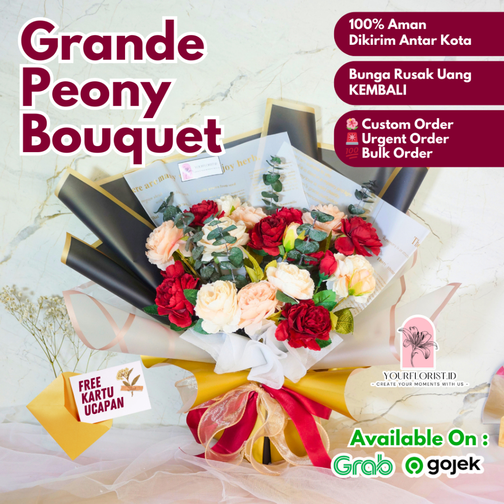 Jual GRANDE PEONY BOUQUET - Buket Bunga Peony Mix Artificial Medium ...