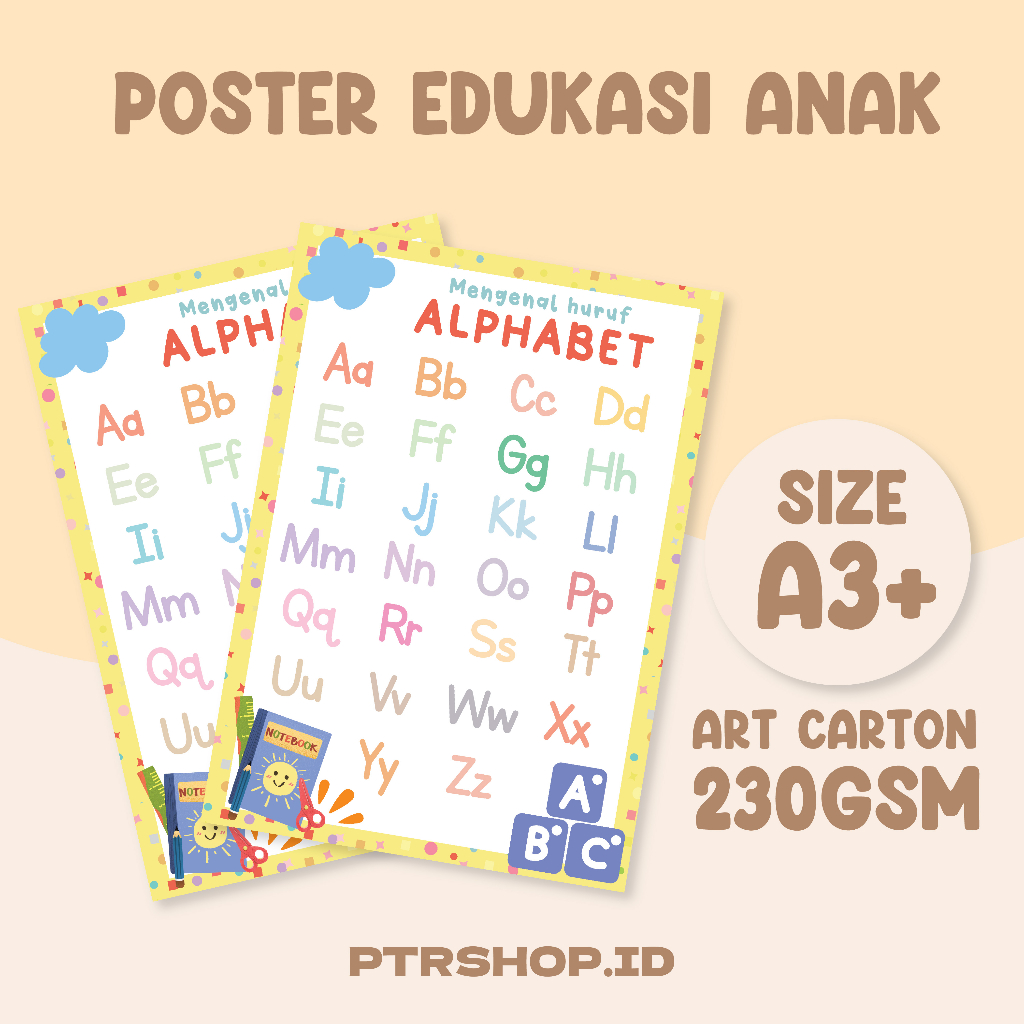 Jual POSTER ALPHABET EDUKASI ANAK / POSTER BELAJAR ANAK ALPHABET ...