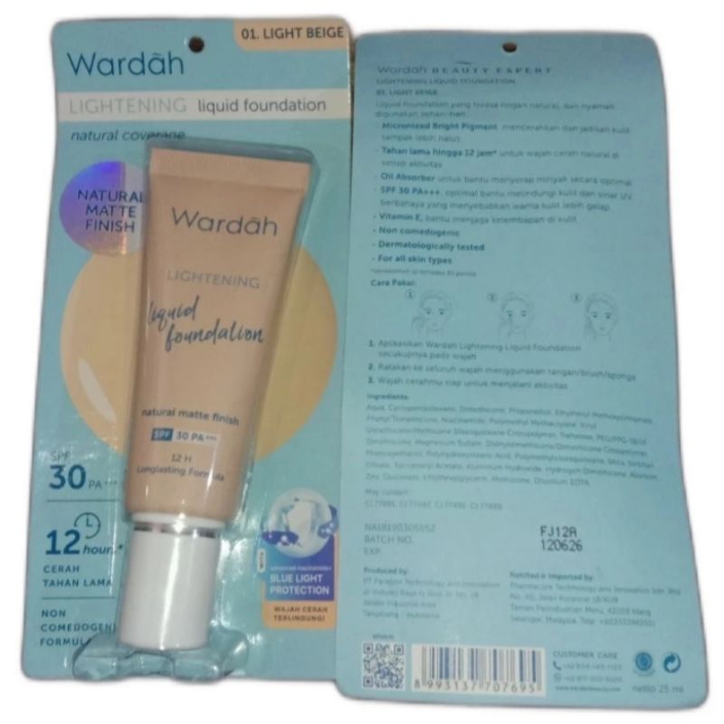 Jual Wardah Lightening Liquid Foundation Light Beige 25Ml, Wardah ...