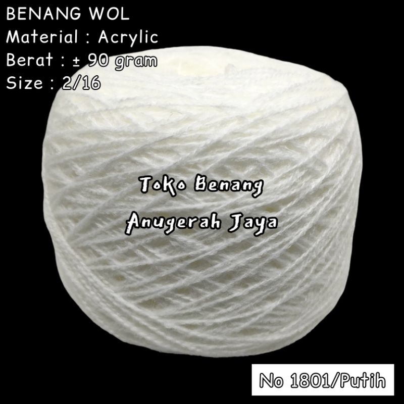 Jual Benang Rajut Wol 90 gram No 1801 Putih | Shopee Indonesia