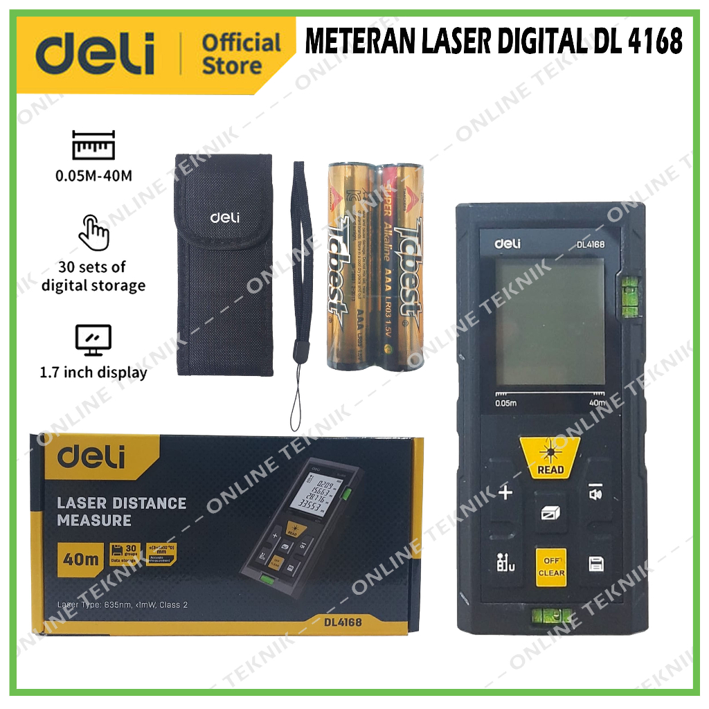Jual DELI Meteran Laser Digital 40 Meter DL4168 / Alat Perkakas Deli ...
