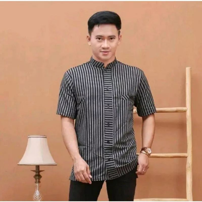 Jual Baju Lurik Pria Lengan Pendek/Kemeja Lurik/Baju Adat Jawa ...