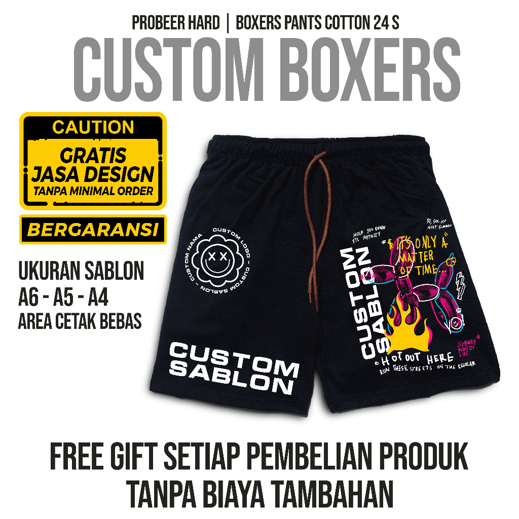 Jual Probeer Hard - CUSTOM SABLON Boxer Boardshort Cotton 24 s - BEBAS ...