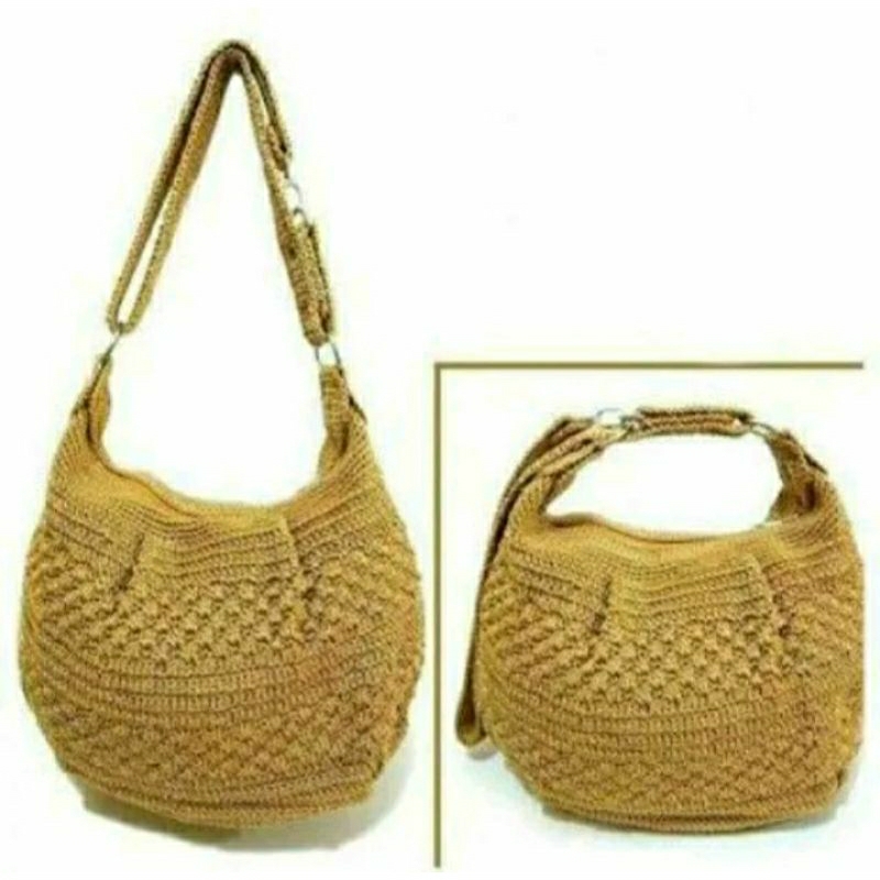 Jual (BISA COD) TERMURAH!! Tas rajut benang nylon model hobo||tas rajut ...