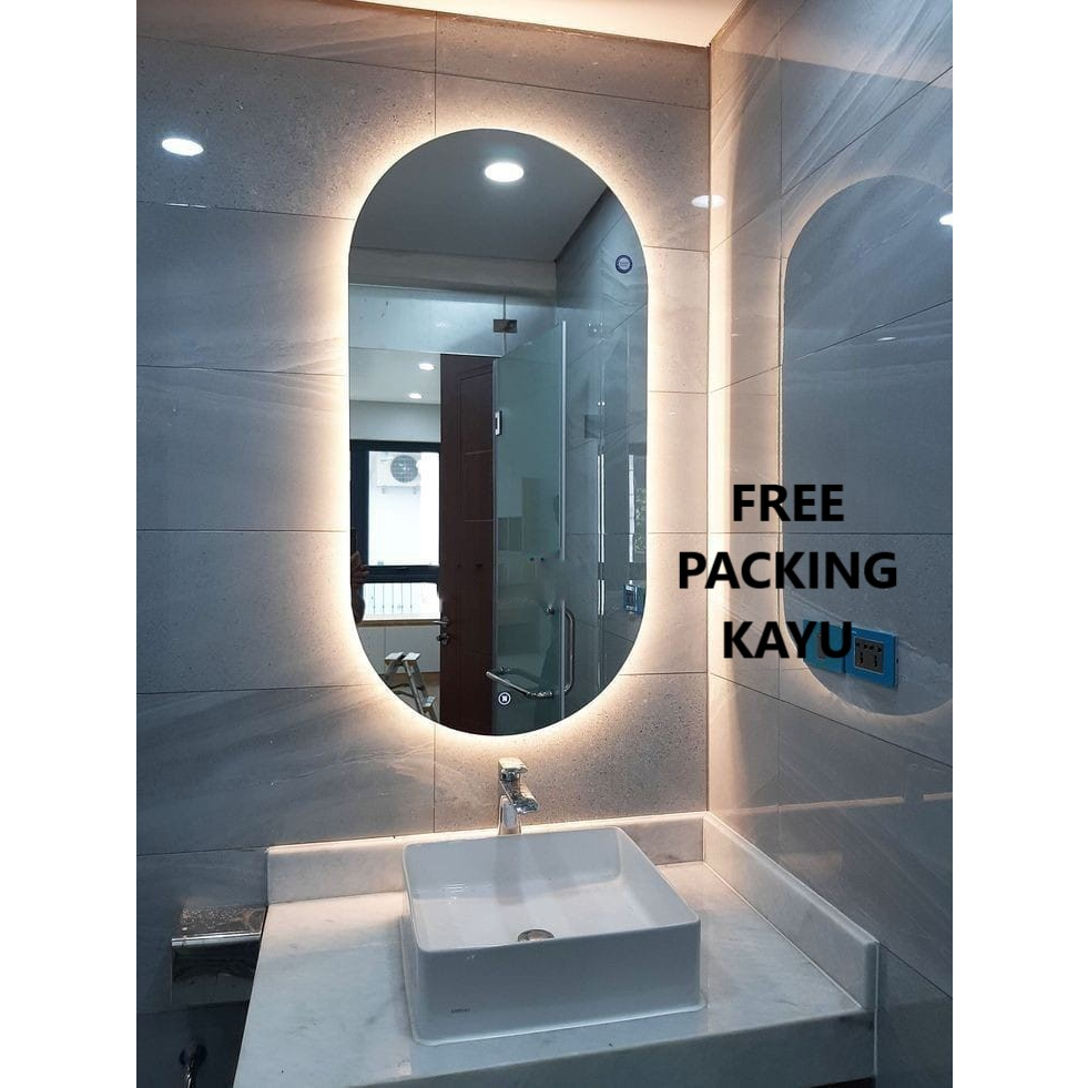Jual Cermin Aesthetic Led Oval Kaca Dinding Wastafel Kamar Mandi ...