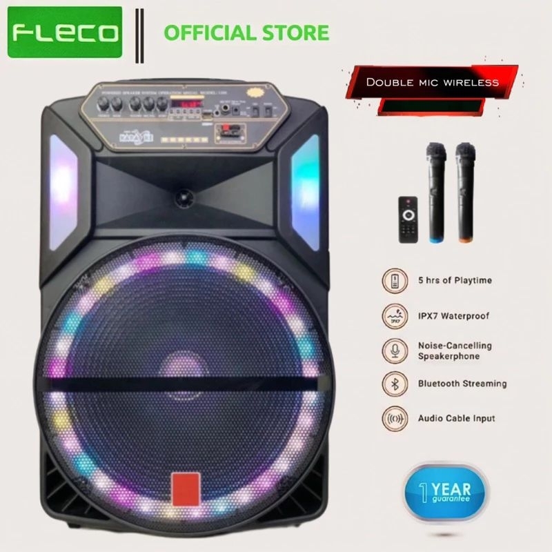 Jual Speaker Bluetooth Fleco F-12106 LED Ukuran Besar 12 inchi Double ...