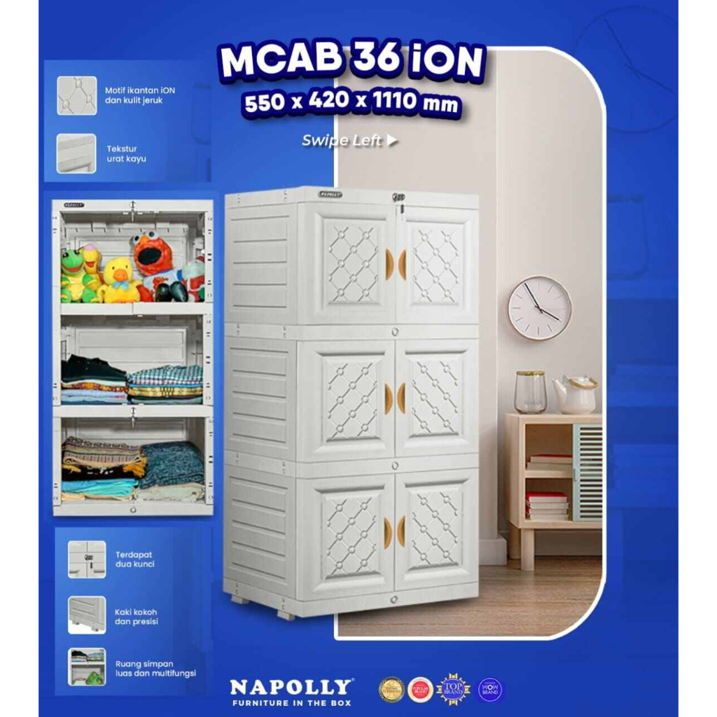 Jual LEMARI BAJU PLASTIK NAPOLLY MINI CABINET MCAB 36 ION / LEMARI ...