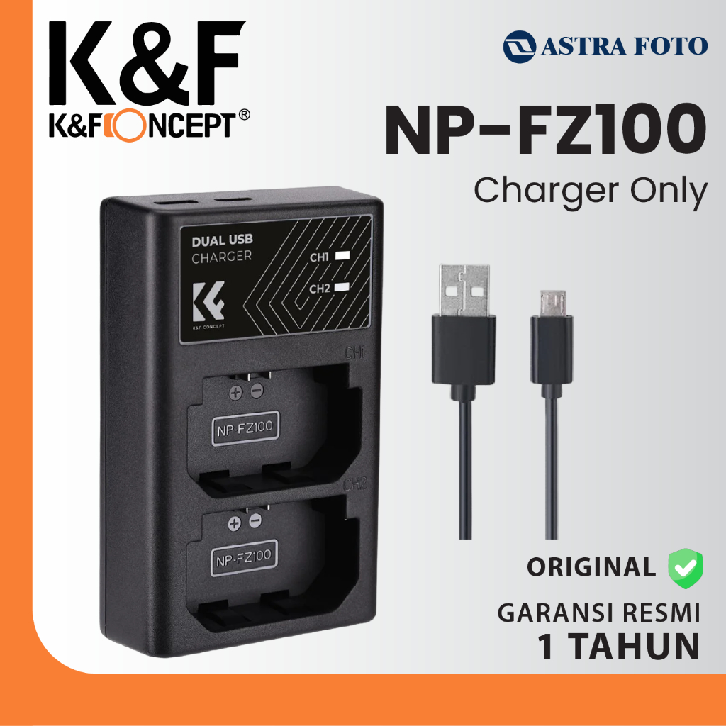 Jual KNF K&F Concept Dual Slot Charger Sony NP-FZ100 For Sony A7III A7IV A7SIII A9 A7RV | Shopee ...