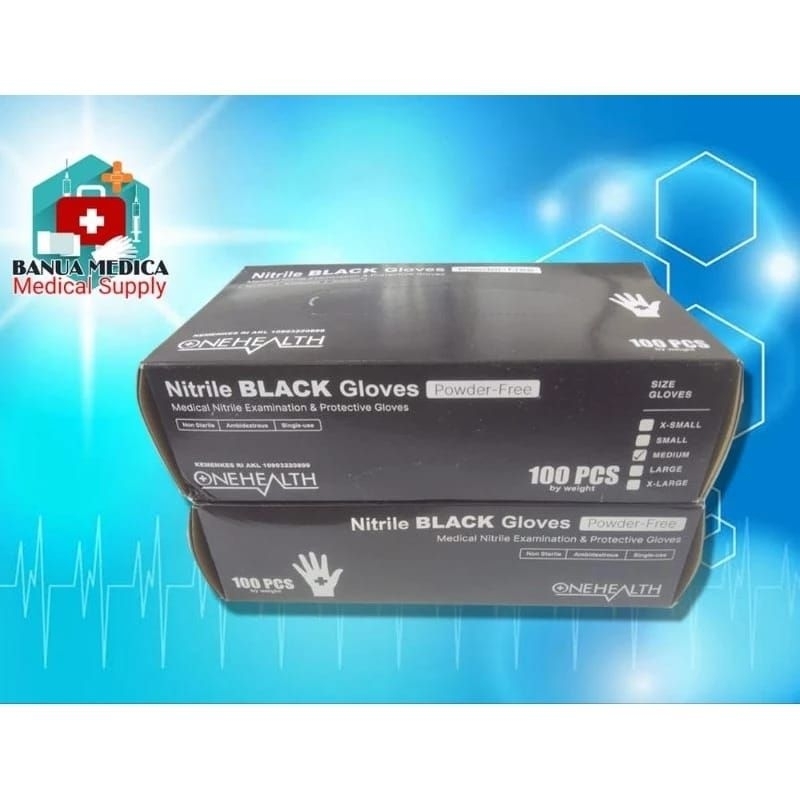 Jual Sarung Tangan Nitrile Onehealth Hitam Box isi 100pcs | Shopee ...