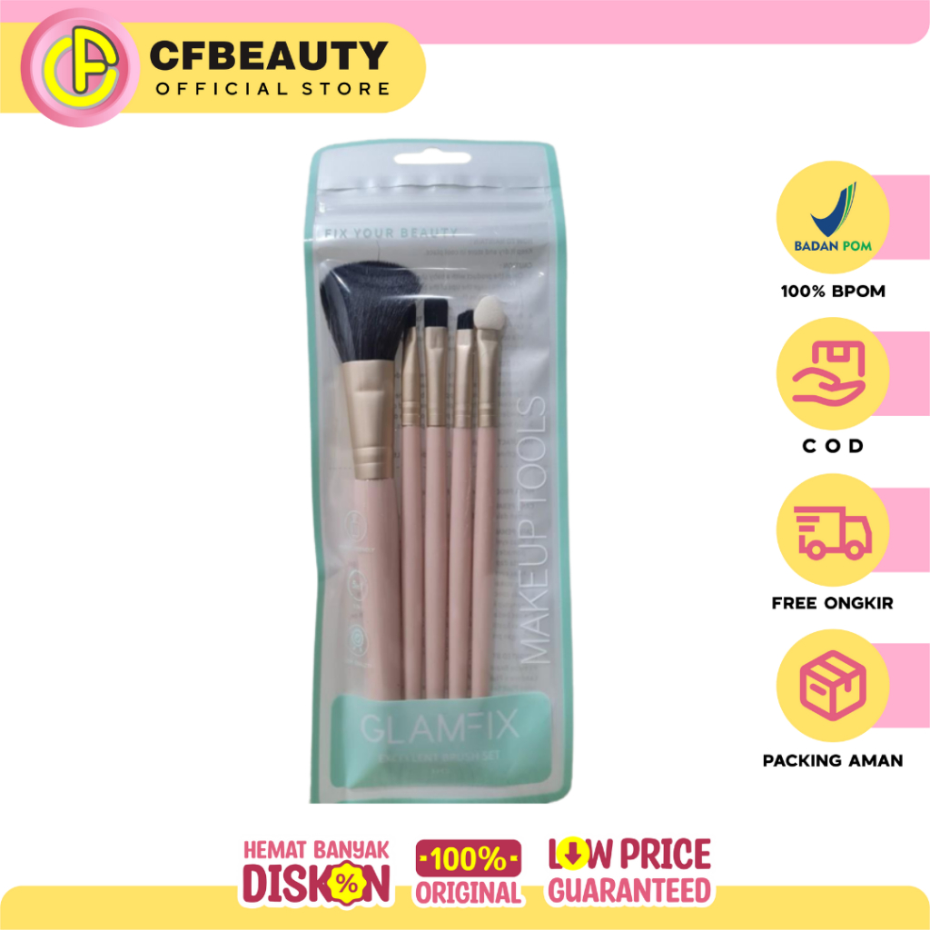Jual GLAMFIX Excellent Brush Set Lake Blue Make Up 5 Pcs _ Set Kuas ...