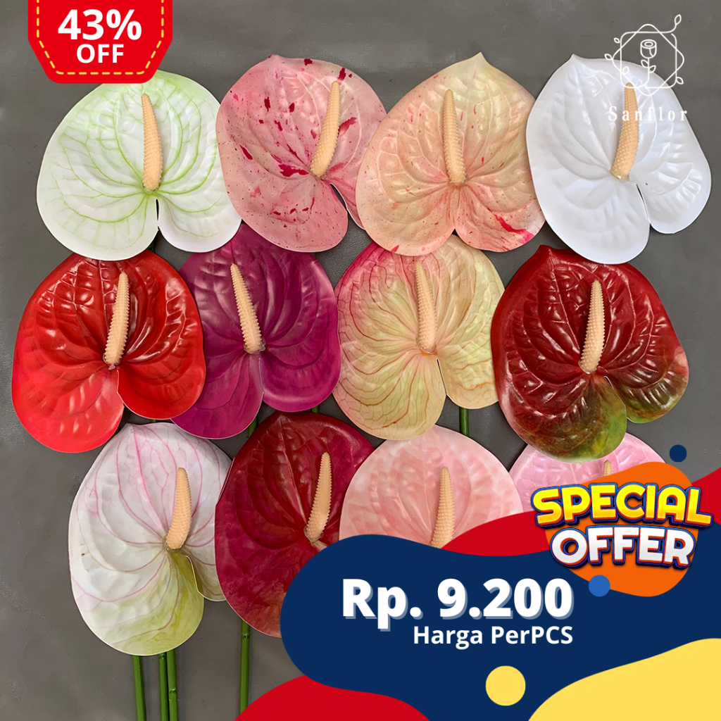 Jual Bunga Anthurium Artificial / Kuping gajah Buatan palsu Hiasan ...