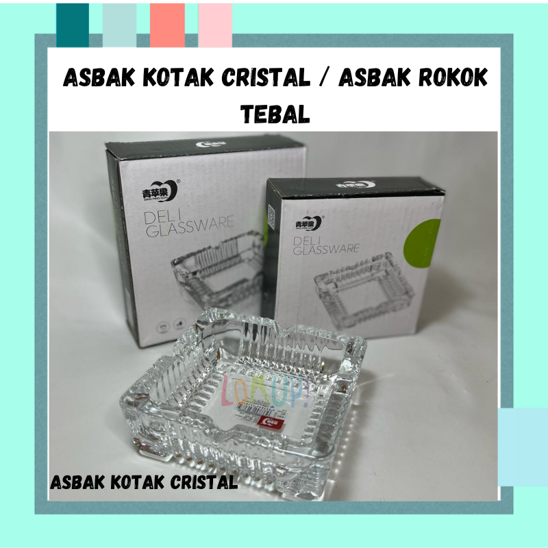 Jual Asbak Kotak Kaca Kristal Ashtray Crystal Glass Tebal Bagus / Asbak ...