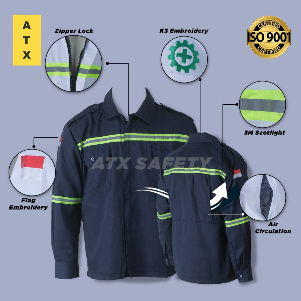 Jual Wearpack Safety Baju Kemeja Kerja Lapangan Jaket Werpak Navy ...
