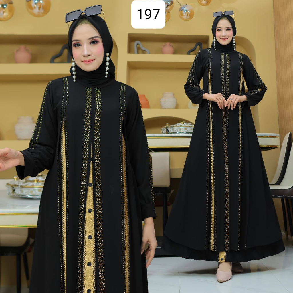 Jual Abaya premium terbaru gamis arab abaya turkey bordir 197 | Shopee ...