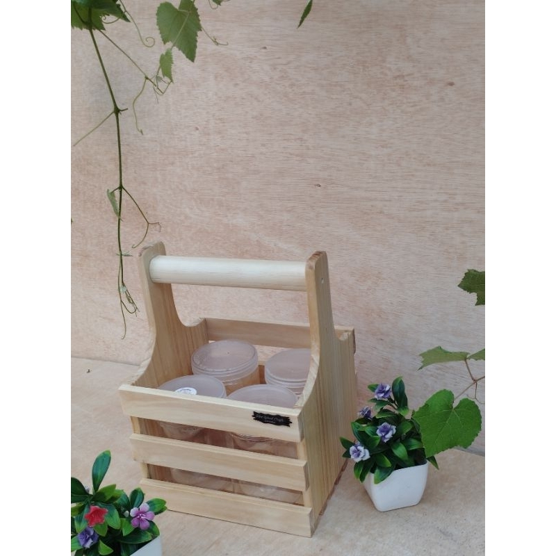 Jual Rak jinjing kayu/keranjang buah kayu/rak bumbu dapur/rak kueh ...