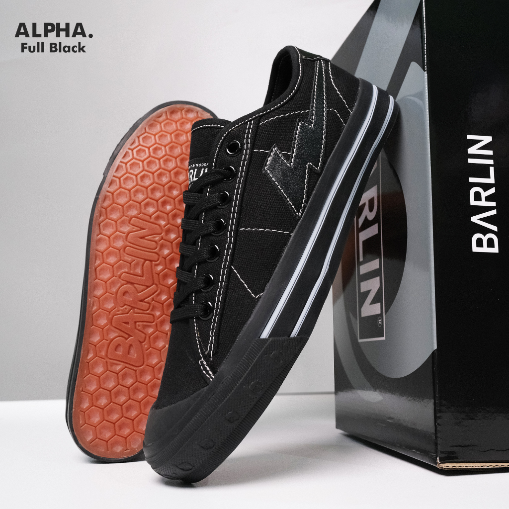 Jual BARLIN - Sepatu Sneakers Casual Pria Wanita - Alpha Full Black ...