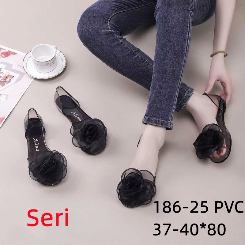 Jual Sepatu Jelly Kaca Wanita / Flatshoes Kaca Jelly Bunga Transparan ...