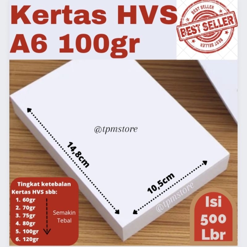 Jual Kertas HVS 100gr Uk A6 isi 1 Rim / 500 Lbr (Warna Putih) | Shopee ...