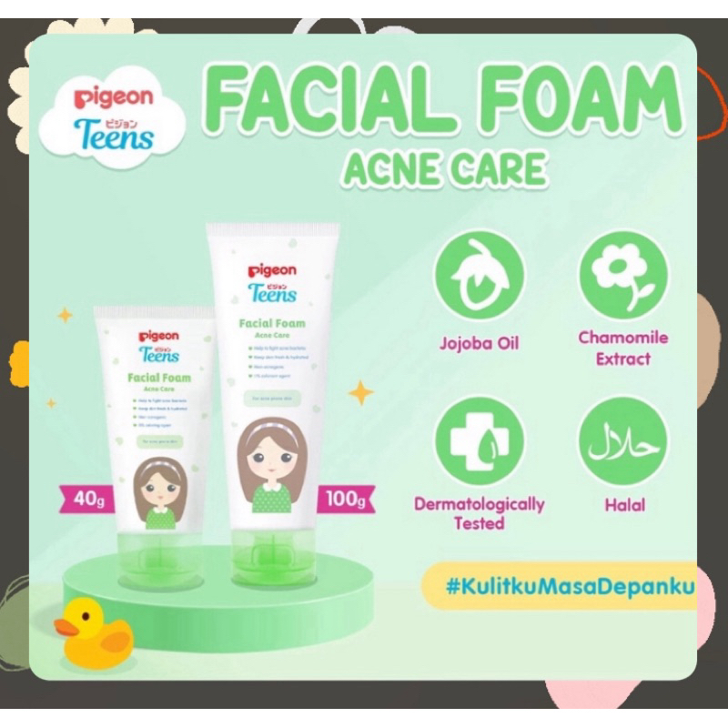 Jual Pigeon Teens Facial Foam Acne Care 100gr & 40gr | Shopee Indonesia
