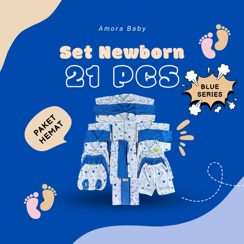 Jual Seri Biru - 21 Pcs Paket Lahiran Lengkap Baju Bayi Celana Bedong ...