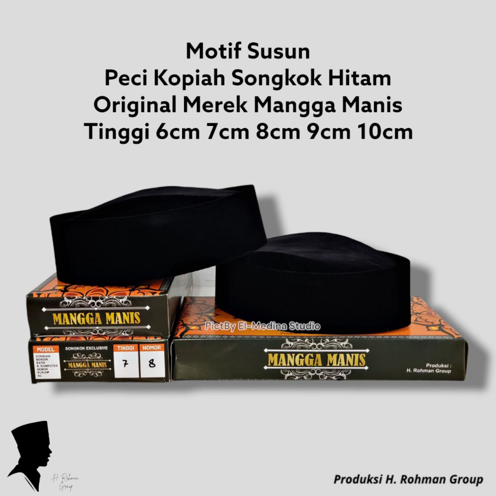 Jual Exclusive Peci Kupiah Songkok Motif SUSUN Hitam Polos Super ...