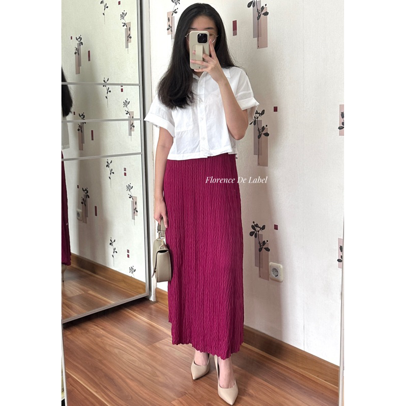 Jual ZIGZAG PLEATED SKIRT / Rok plisket panjang padi zigzag | Shopee Indonesia