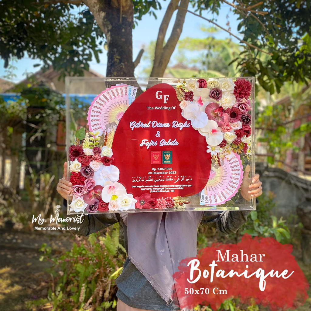 Jual Mahar Botanique Frame Size 50x70 cm / Mahar Rustic / Mahar Bunga ...